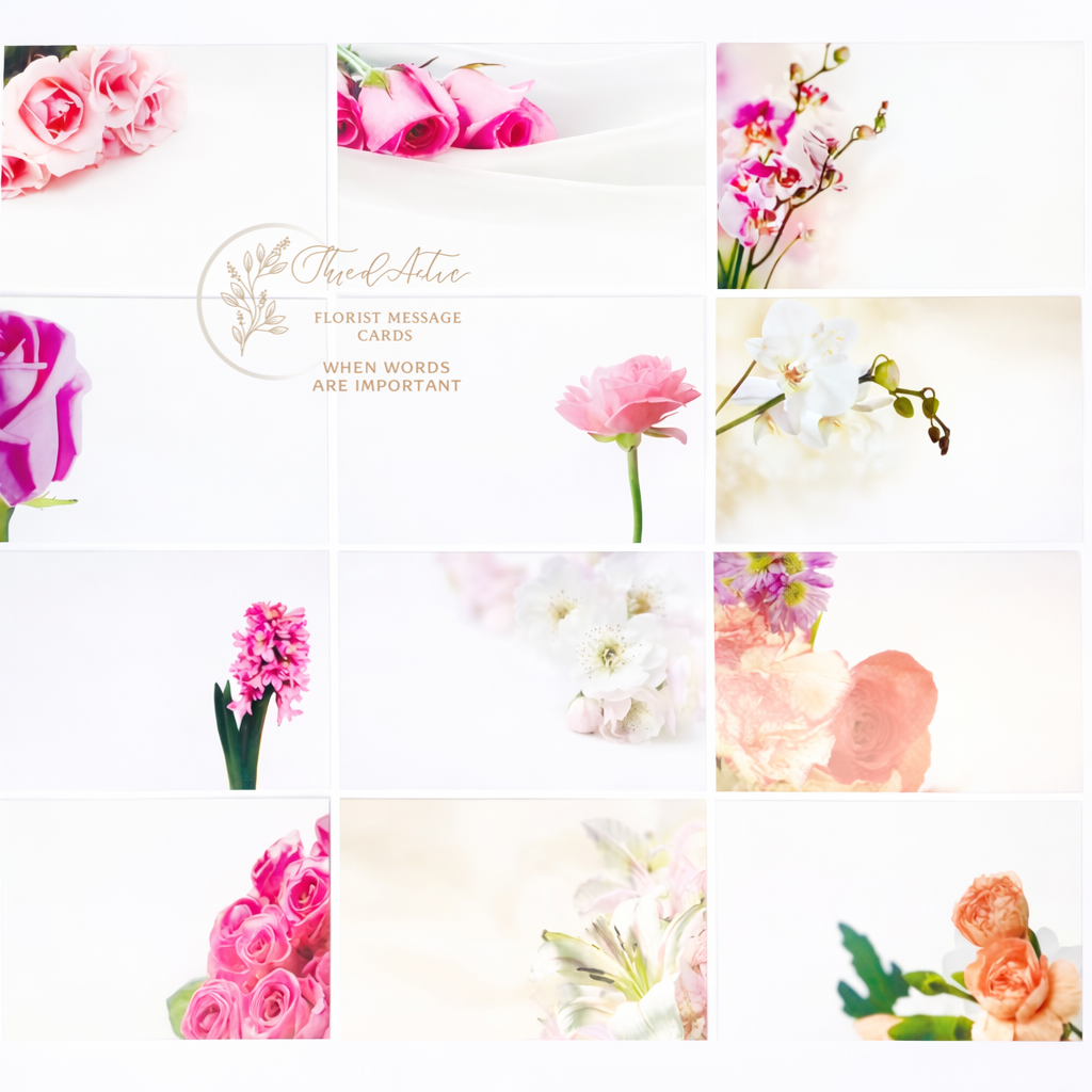 Mixed Pinks (Pack of 12) Florist message Cards 6 x 9cm – ShredAstic
